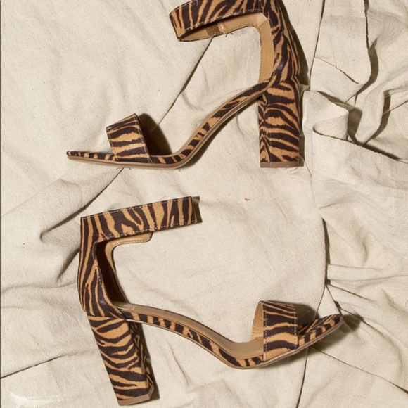 Boutique | Shoes | Nwt Zebra Chunky Block Heel Ankle Strap Sandal ...